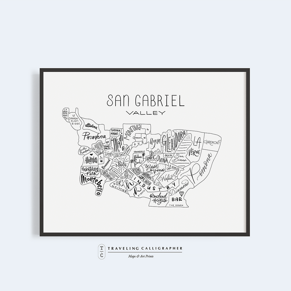 San Gabriel Valley Map Print — San José Made