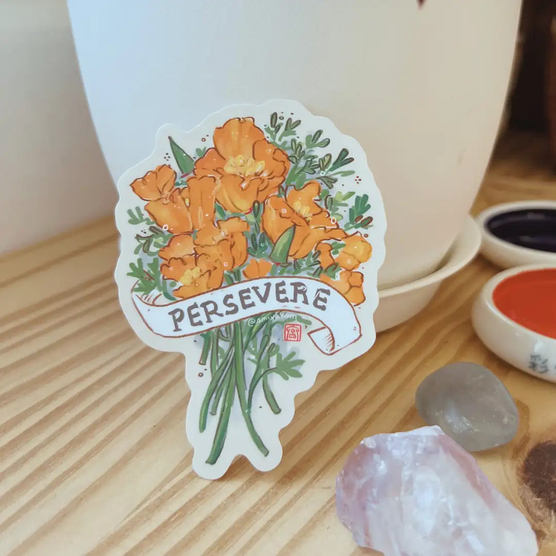 Persevere Poppies Sticker — San José Made