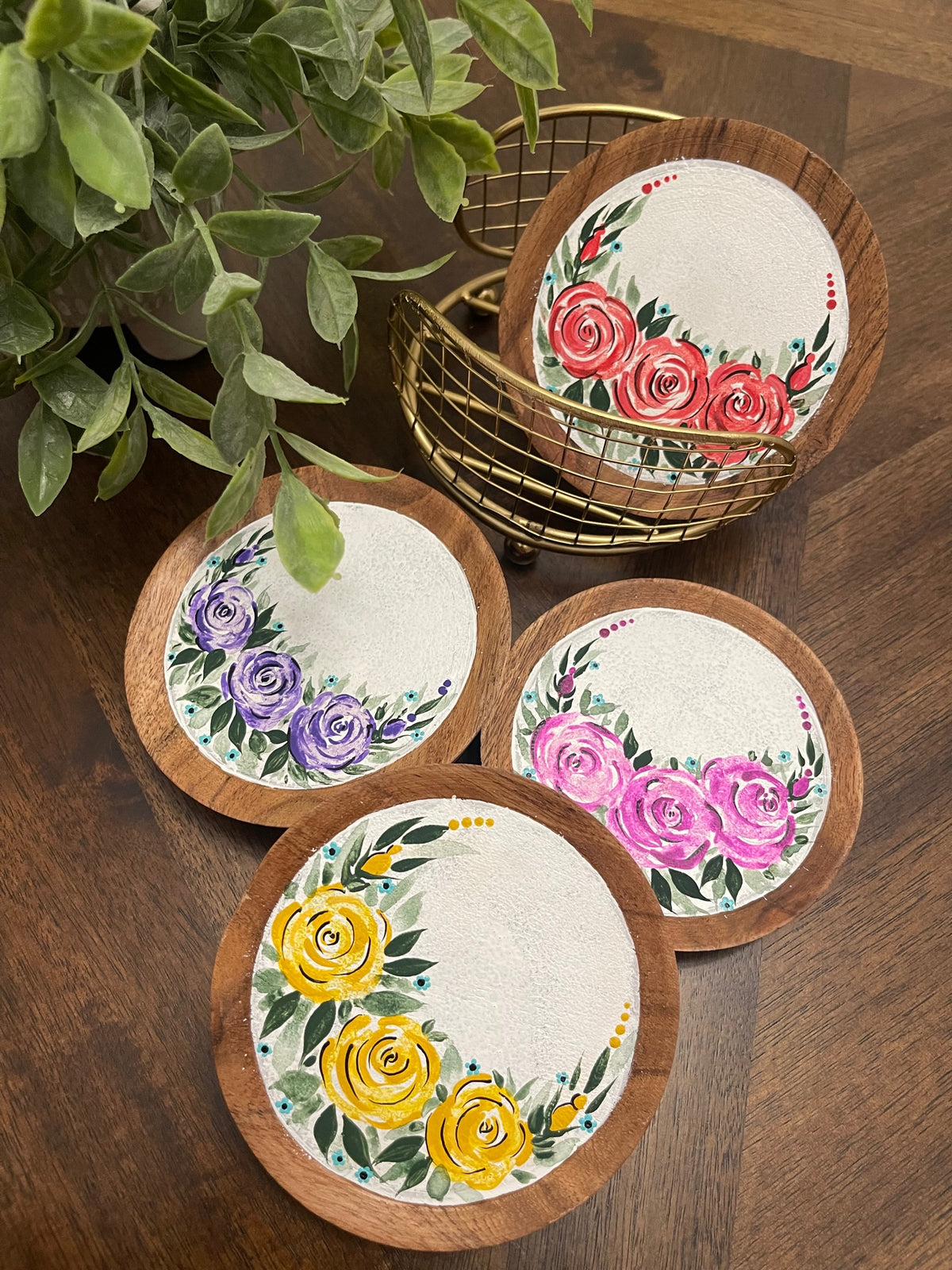 Round Roses (Set of 4 with Brass Holder) — San José Made