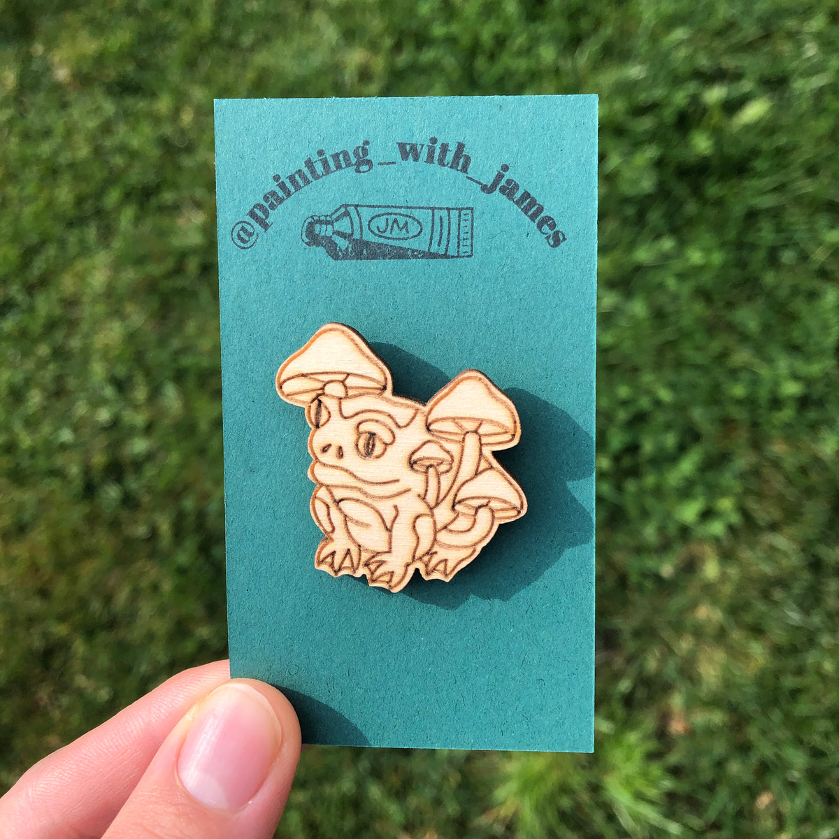 Wooden Mushroom Toad Pin — San José Made