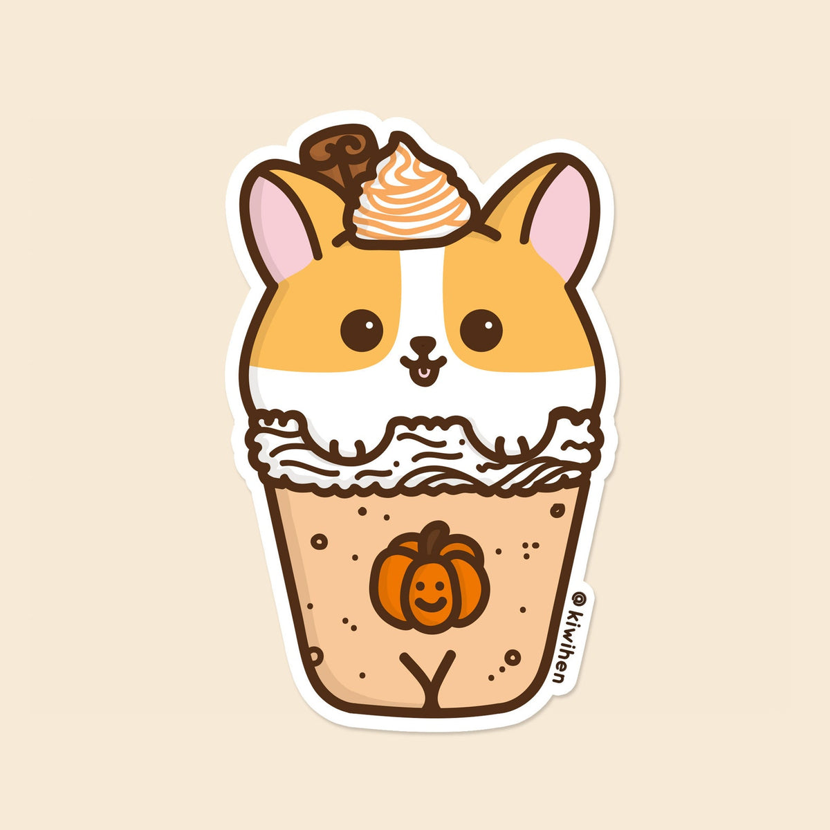 Red Pumpkin Spice Latte Corgi Vinyl Sticker — San José Made