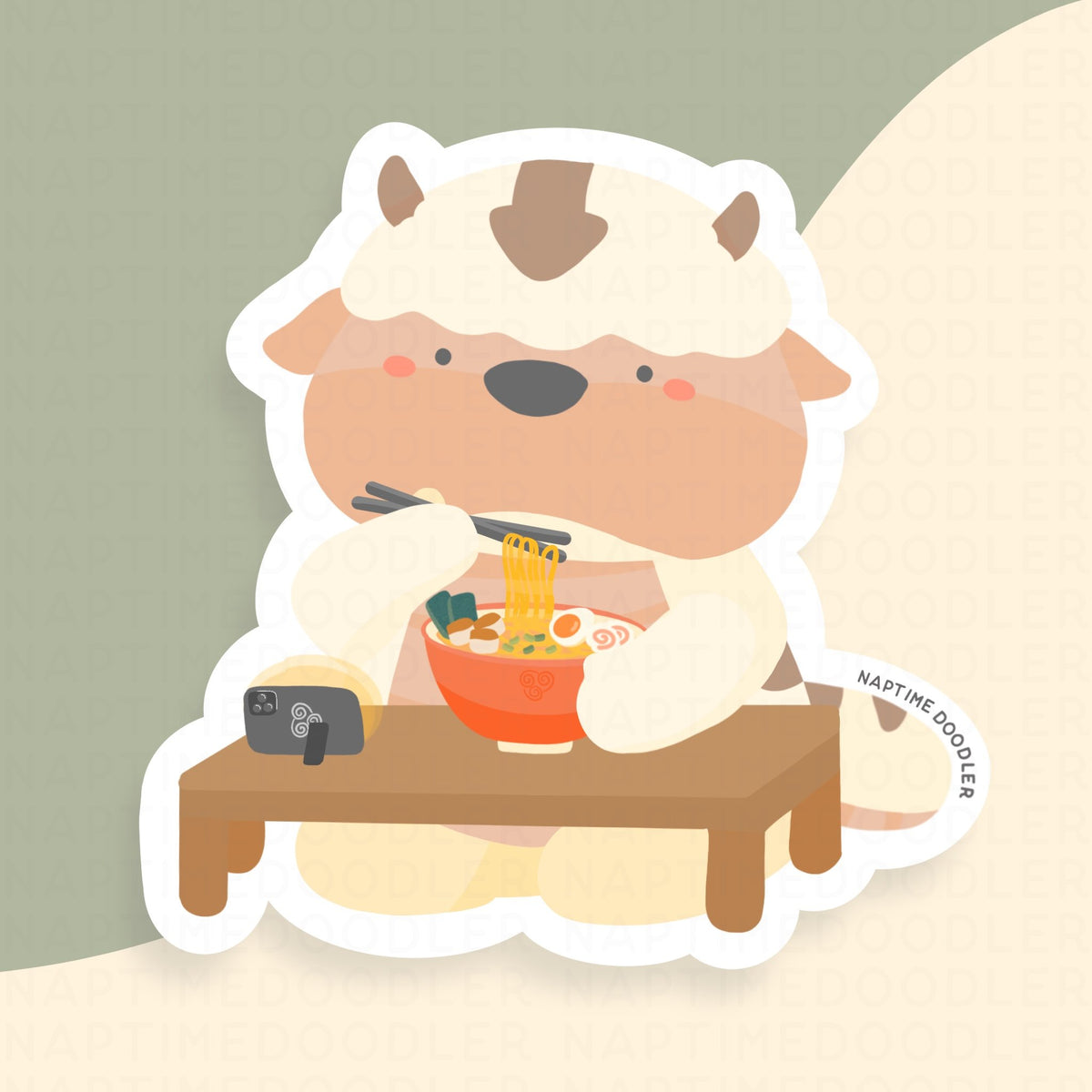 Appa Eating Ramen Sticker | Naptime Doodler — San José Made