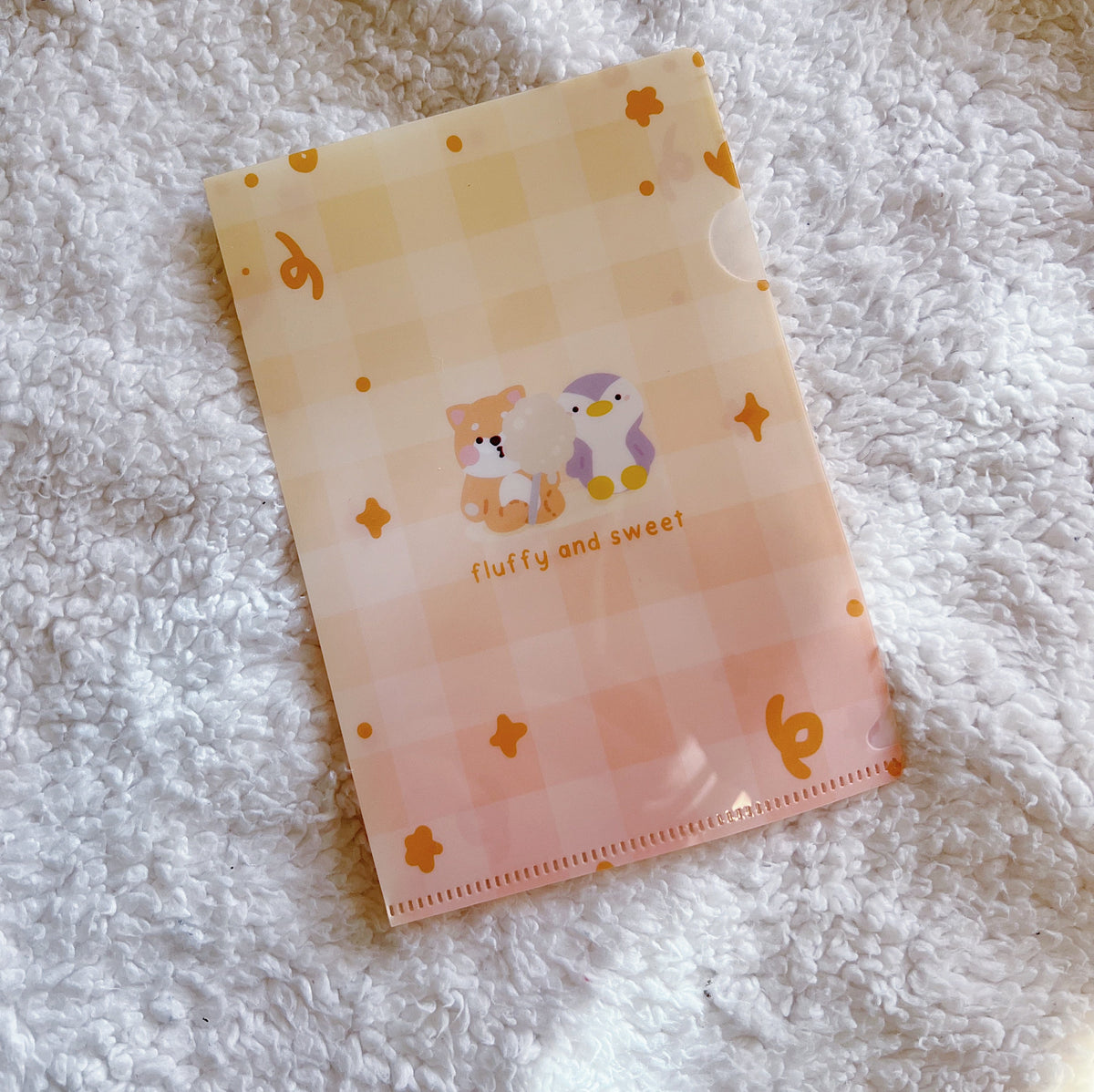 Fluffy and Sweet Orange Gingham File Folder — San José Made