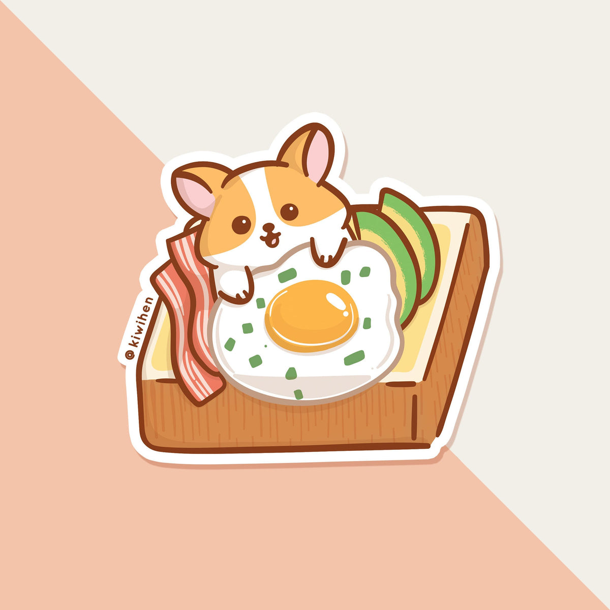 Avocado Toast Corgi Vinyl Sticker — San José Made